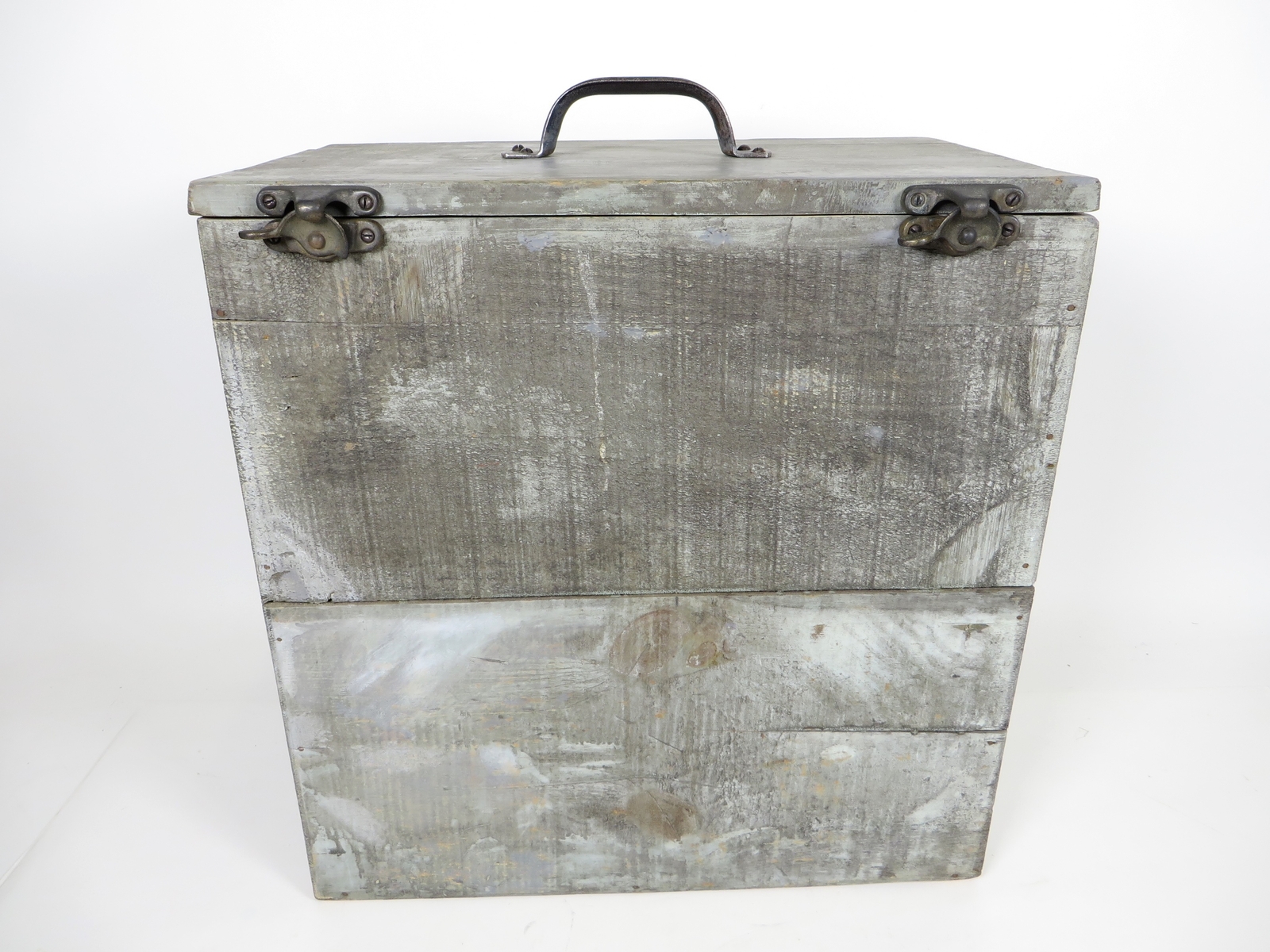 Vintage Large Gray Wooden Box Storage Trunk Chest Crate Farmhouse ...