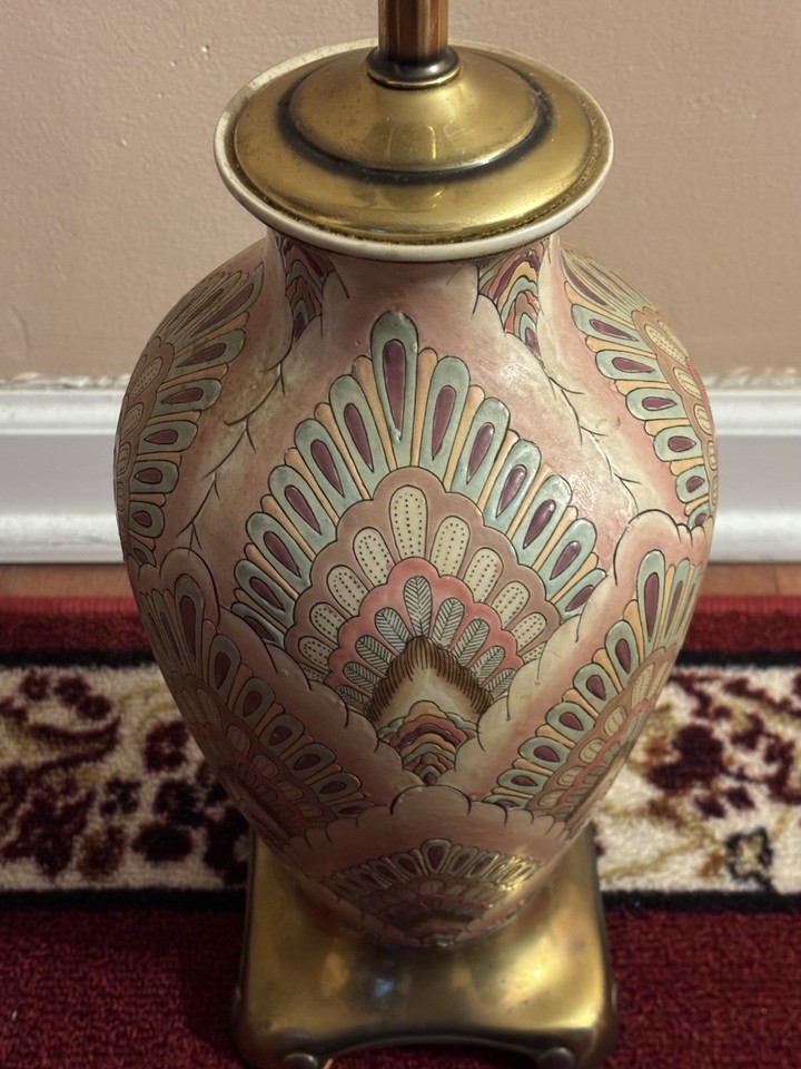 Vtg Frederick Cooper Hand Painted Peacock Porcelain Lamp | eBay