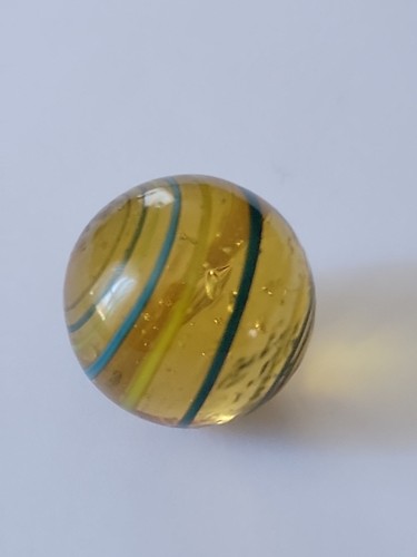 Vintage Pale Amber Yellow Blue Spiral Large Marbel 7/8"w | eBay