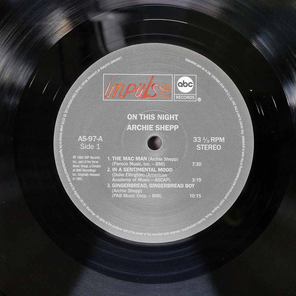 ARCHIE SHEPP ON THIS NIGHT IMPULSE AS97 US VINYL LP | eBay