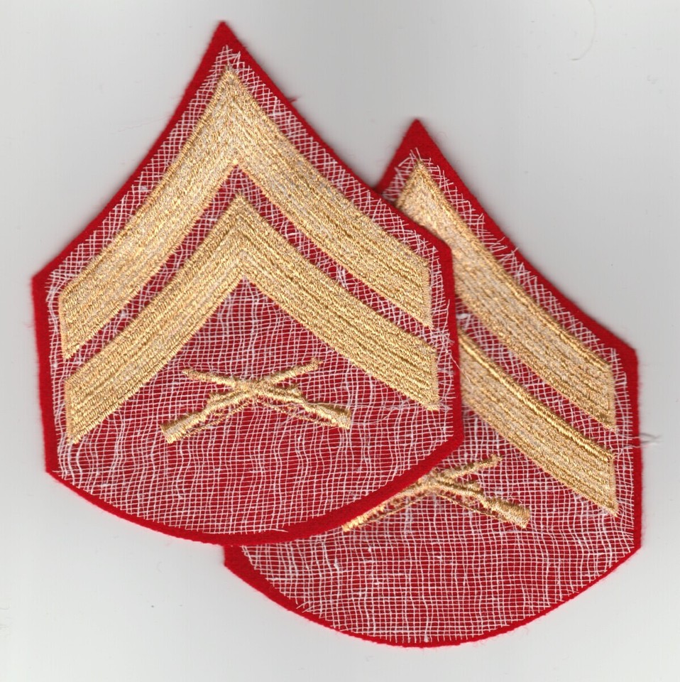 USMC Corporal Shoulder Sleeve Insignia Pair Gold/Scarlet Men's Uniform ...