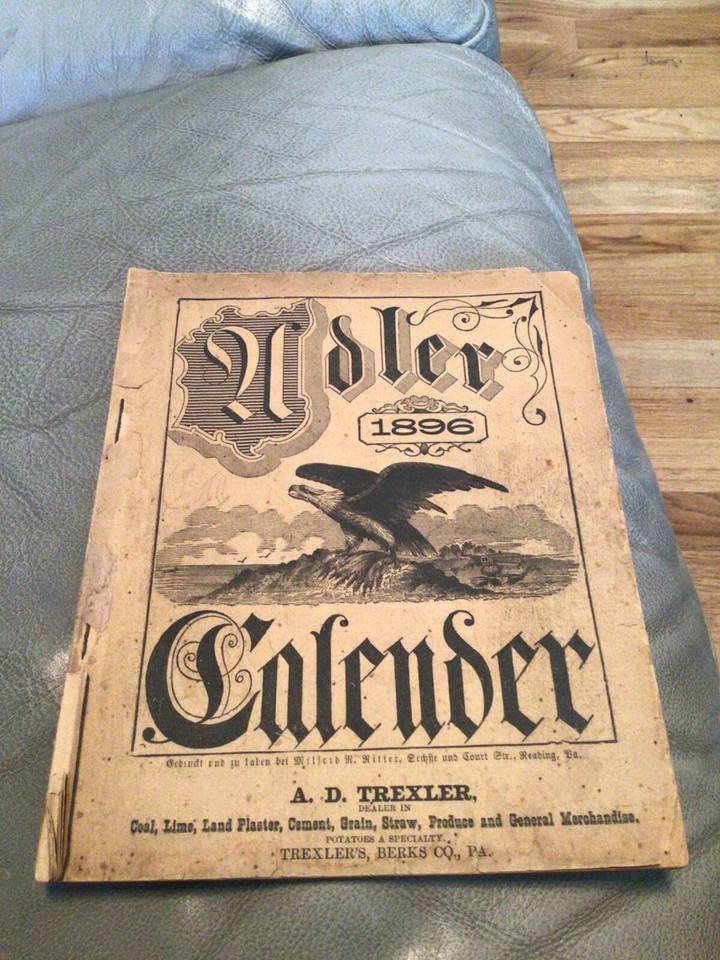 Reading Pennsylvania German Adler Calender Lot 3 Issues 1886-1896 | eBay
