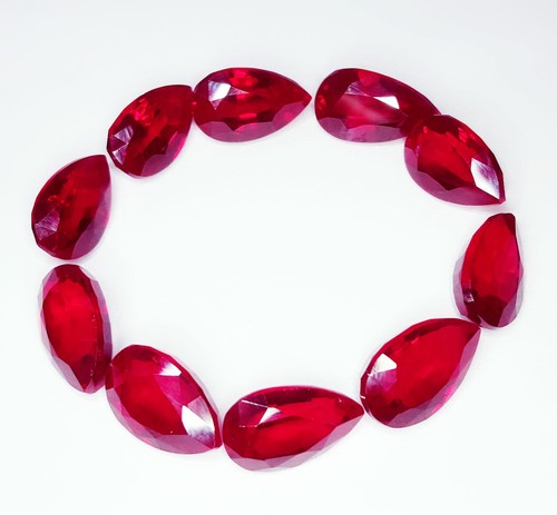 Naturel Rouge Rubis 10 Pièces Lot 90.30 Carats Libre Gemme Certifié Taille Poire | eBay