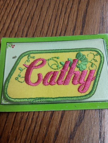 Cathy Funky Colors Pink Yellow Green Vintage Name Patch (Cursive ...