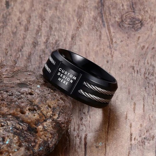 Personalized Ring, Custom Photo, Text, Logo Ring, Ring for Men, Modern ...