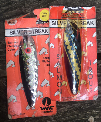 2- Wolverine Tackle Lures 4.75" Silver Streak Trolling Spoons Chilly ...