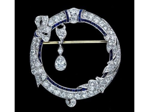 Handmade Sterling Silver Lapel Pins 925 Dangling Pear Blue Party Wear ...