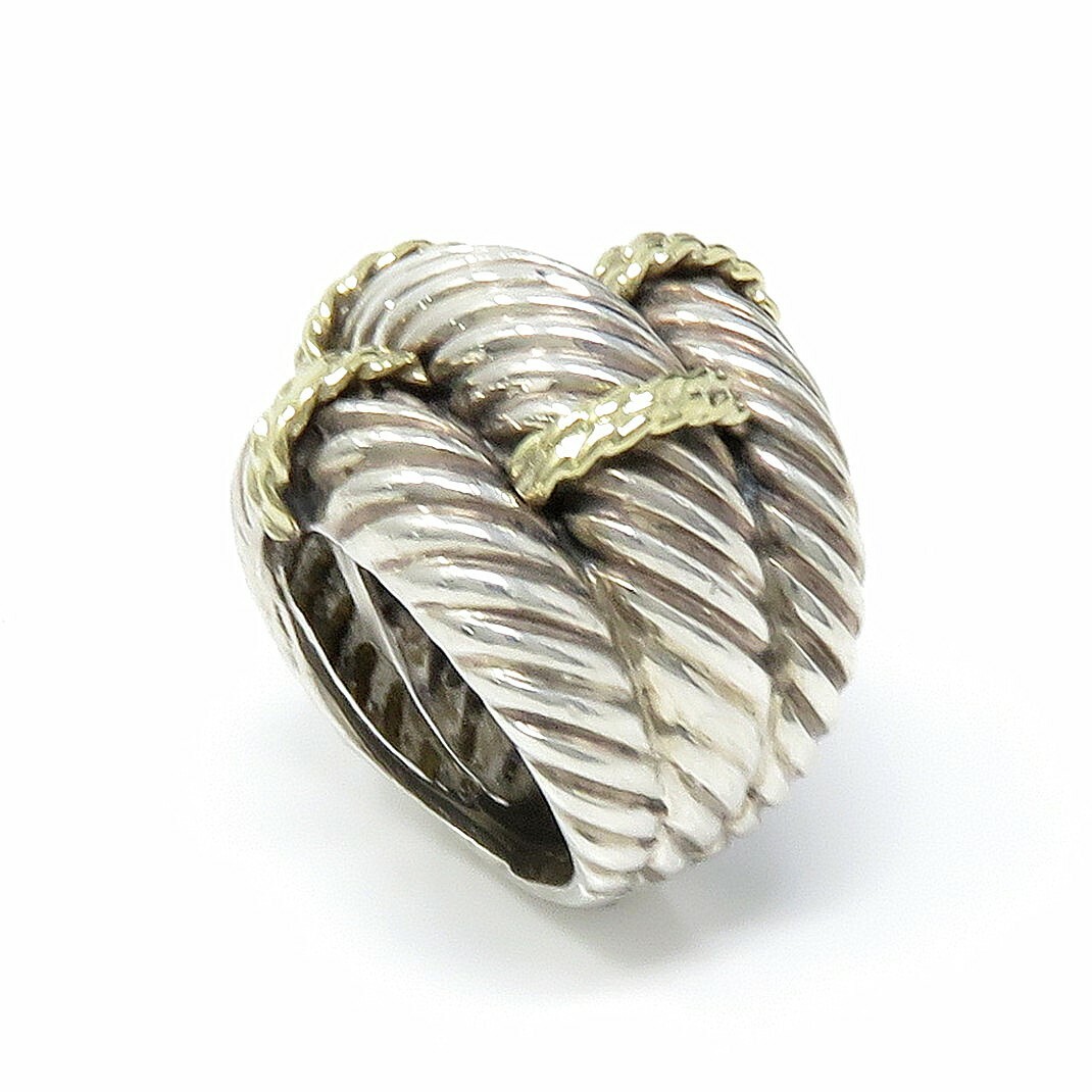 NYJEWEL David Yurman 14k Gold 925 Sterling Silver Three Row Rope Large ...