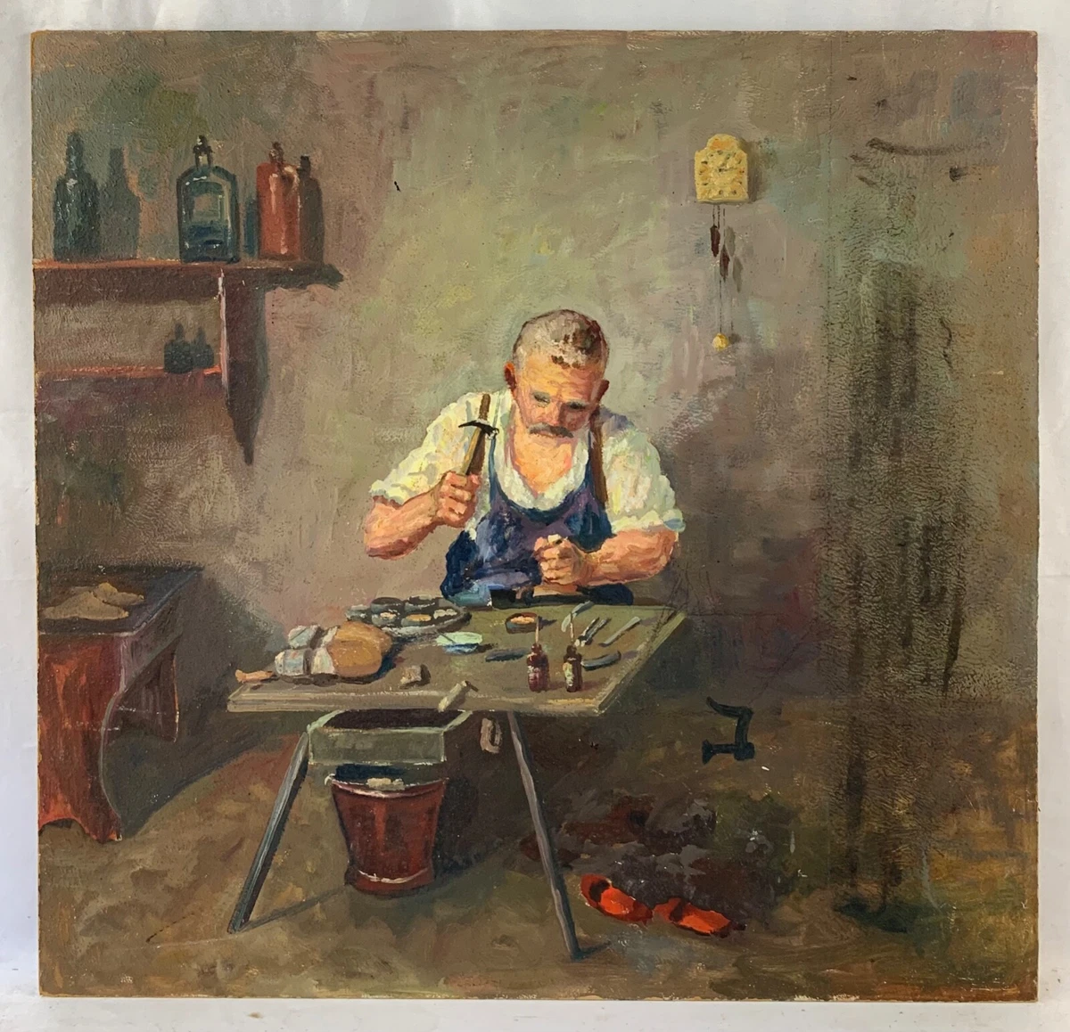 Colonial Shoemaker Painting