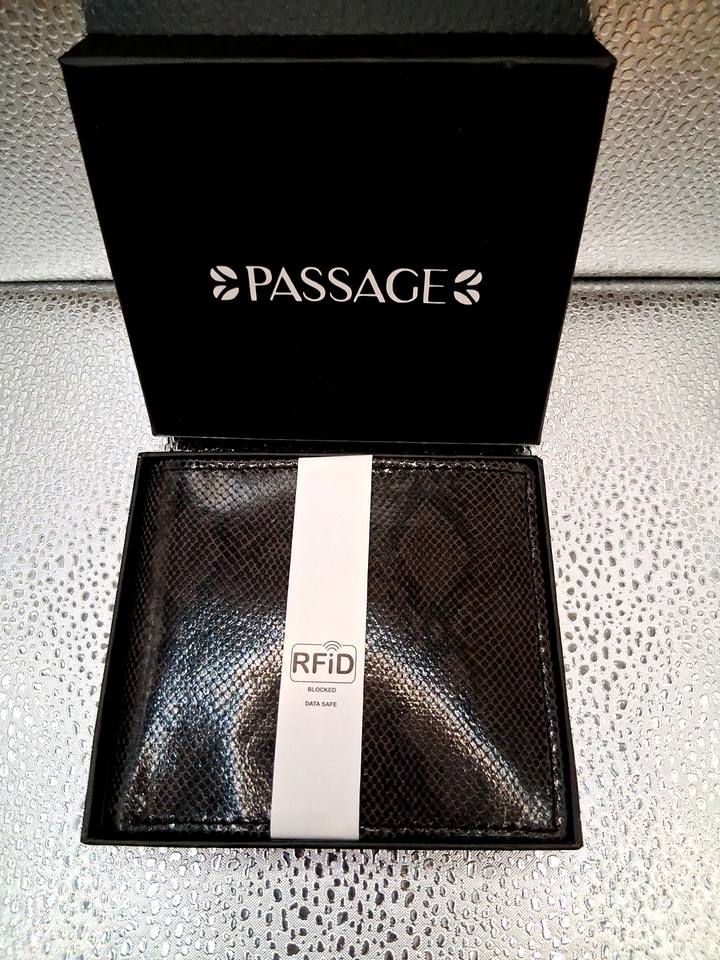 New ~ PASSAGE ~ RFiD Protection Genuine Leather Snake Print Wallet New ...