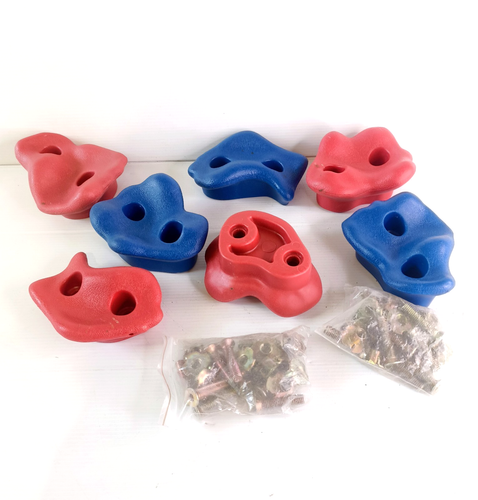 Rock Climbing Holds Red Blue Plastic Training Wall Grips Indoor Outdoor ...