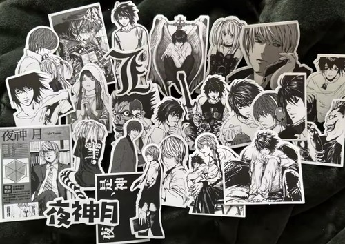 65PCS Death Note Anime Stickers Light Yagami L Misa Ryuk Black & White ...