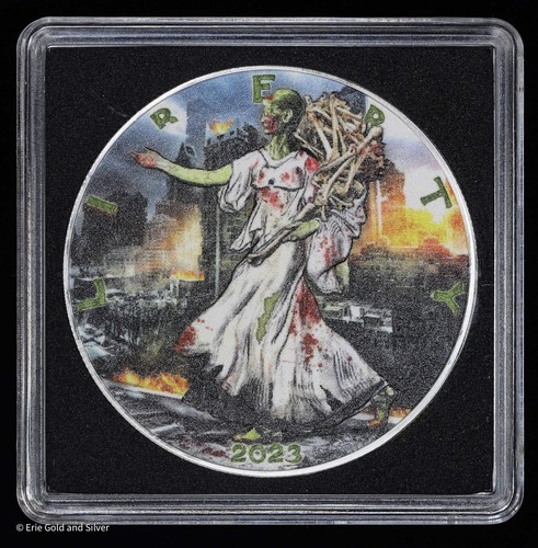 2023 U.S. Apocalypse Zombie Silver Eagle 1 oz .999 Silver Coin Colored ...