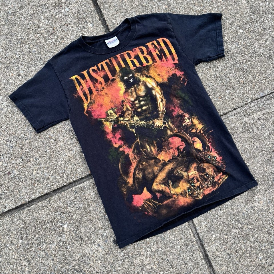 Vintage Disturbed Band Music Skulls And Flames Graphic Tee Shirt | eBay