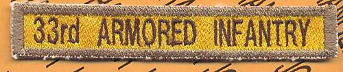 US Army 33rd Armored Infantry Bn Tank Armor Armored Cavalry 4" tab ...