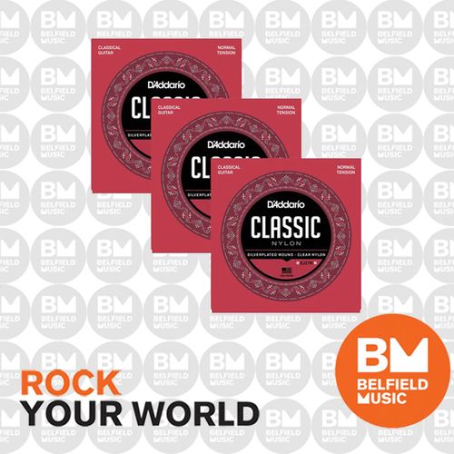3 Pack of D'Addario EJ27N Student Nylon Classical Guitar Strings Normal ...