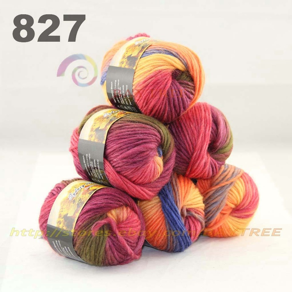SALE LOT 6 Skeins x 50gr NEW Chunky Colorful Hand Knitting Scores Wool ...