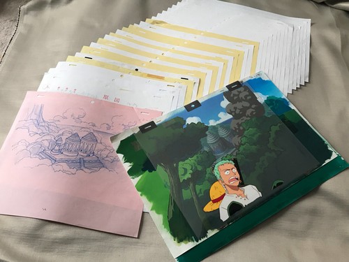 One Piece Cel Set of 33 Luffy Zoro with Original Sketches and ...