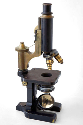 ANTIQUE BRASS BAUSCH and LOMB Optical Co MICROSCOPE with Triple Lenses ...