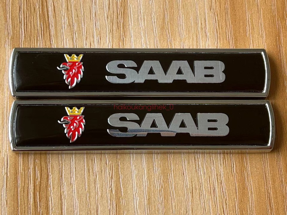 1pair Black Saab 3D Letters Fender Emblem Badge Metal Lamina laminae ...