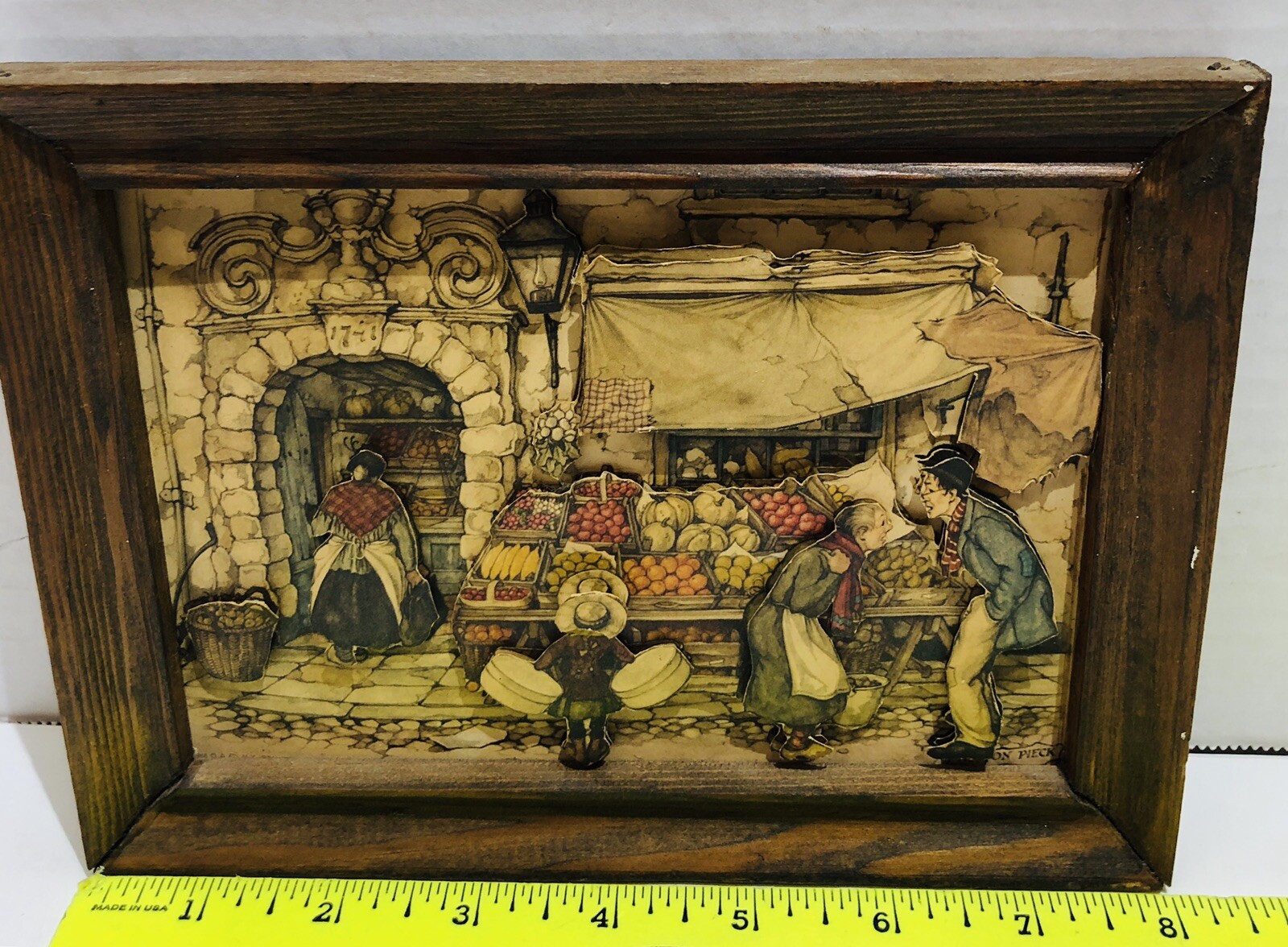1968 Anton Pieck 3D Shadow Box Art Wall Hanging Fruit Market Store ...