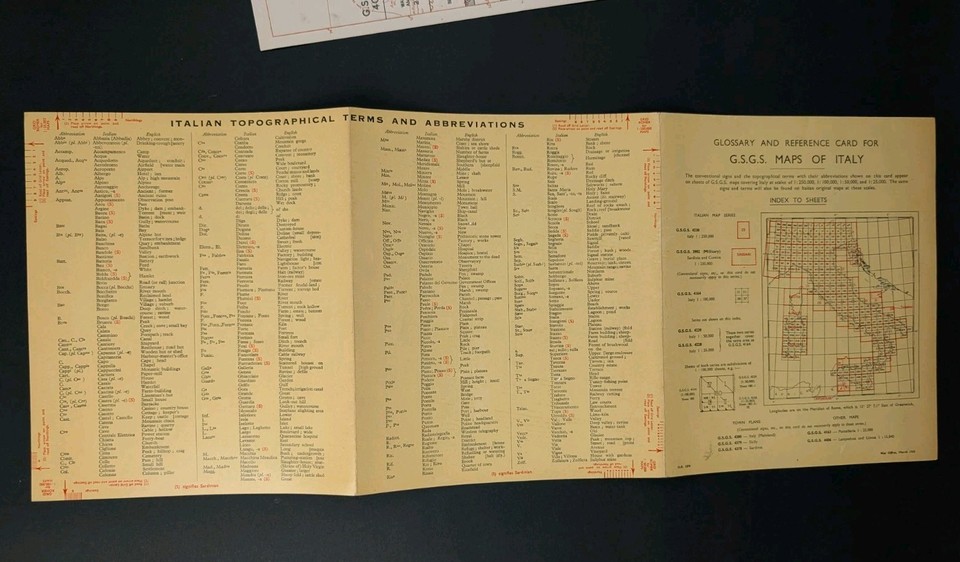 Glossary Gsgs Maps Of Italy O.R 1376 War Office 1943 Landing Italy Ww2 ...
