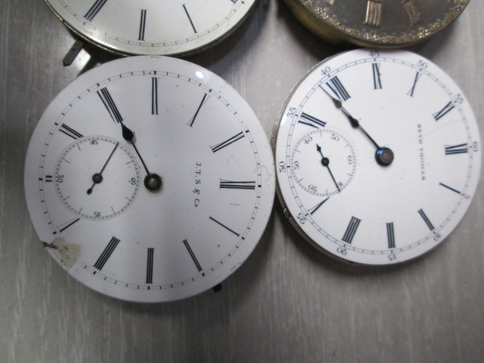Lot of 6 Vintage Pocket Watch Movements _ Roamer Seth Thomas Standard ...