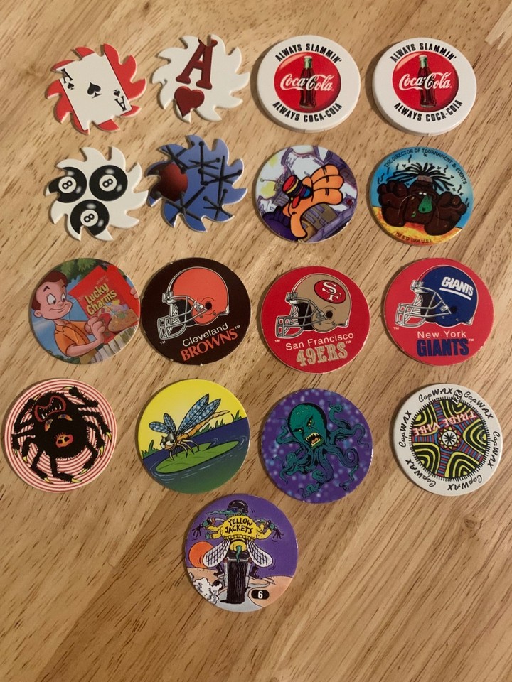 Lot Of Vintage Pogs Milk Caps 190+ With Tube Slammer Saw Blade NFL ...