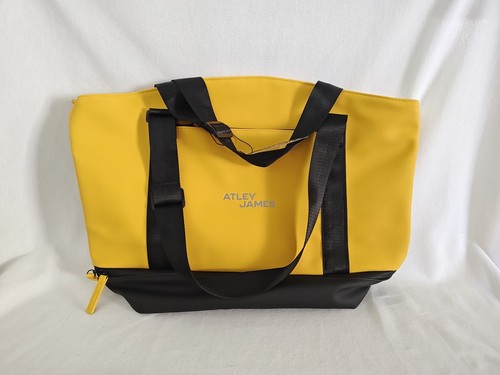 NWT Atley James Bradshaw Travel Tote Heavy Leather-Like Yellow black ...