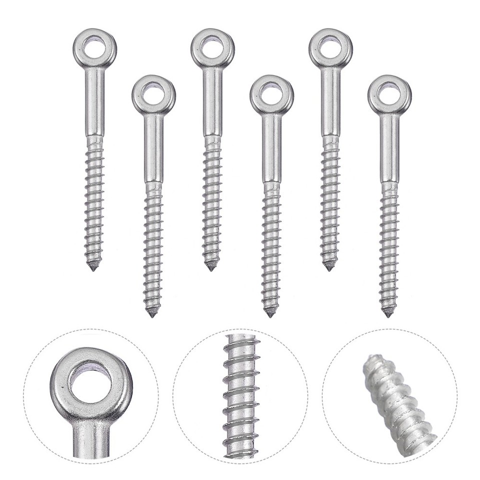 6 Pcs Lag Bolt Ceiling Hanger Wood Screw Eyes Heavy Duty Shape Screws ...