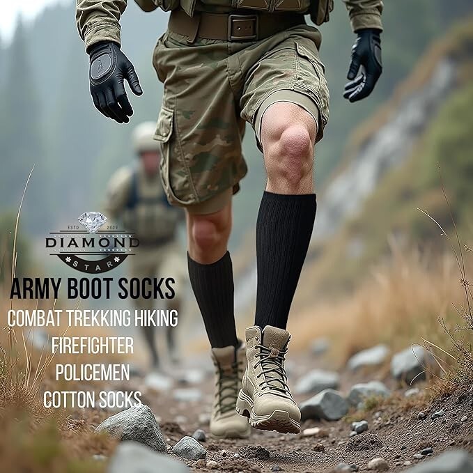6-12 Pairs Men's Army Military Boot Socks Combat Trekking Hiking Size ...