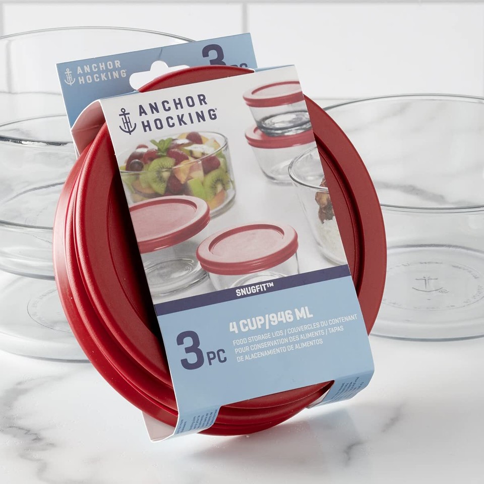 anchor hocking 4 cup round snug fit lids | eBay