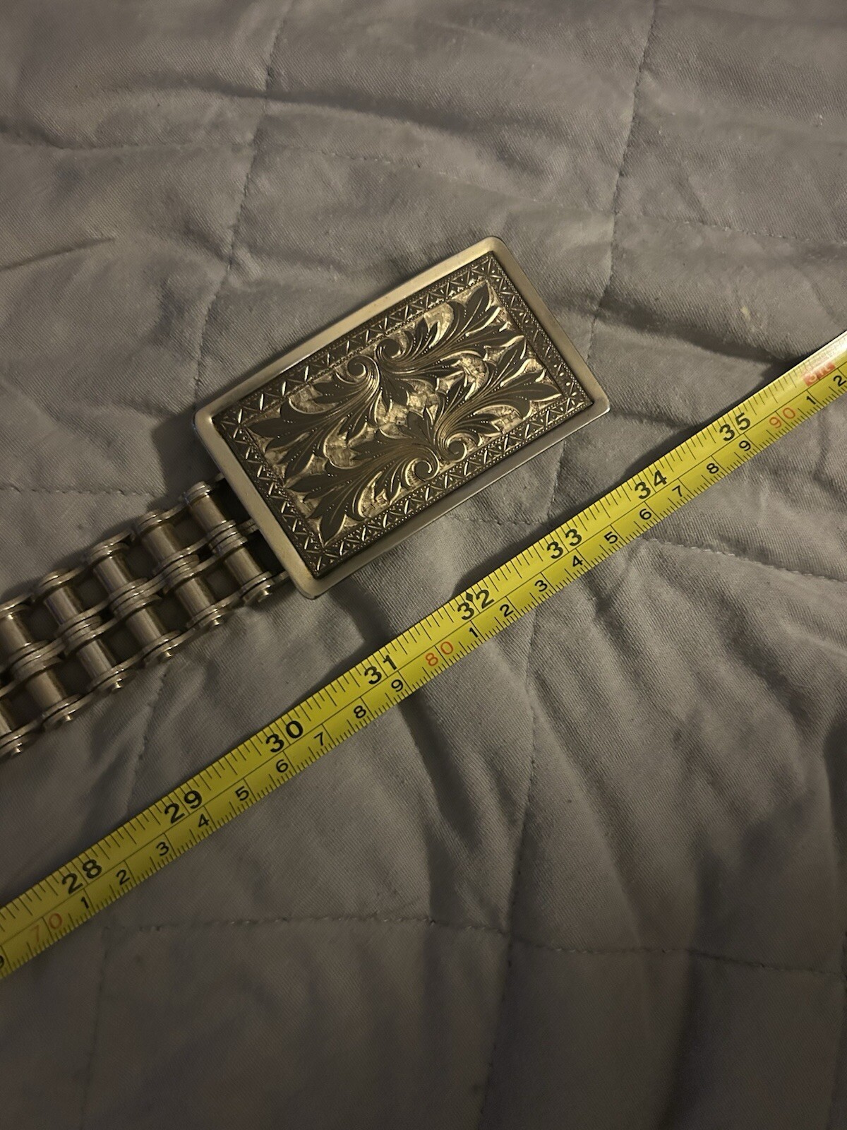 1970’s Vintage Motorcycle Chain Belt And Buckle - Gem