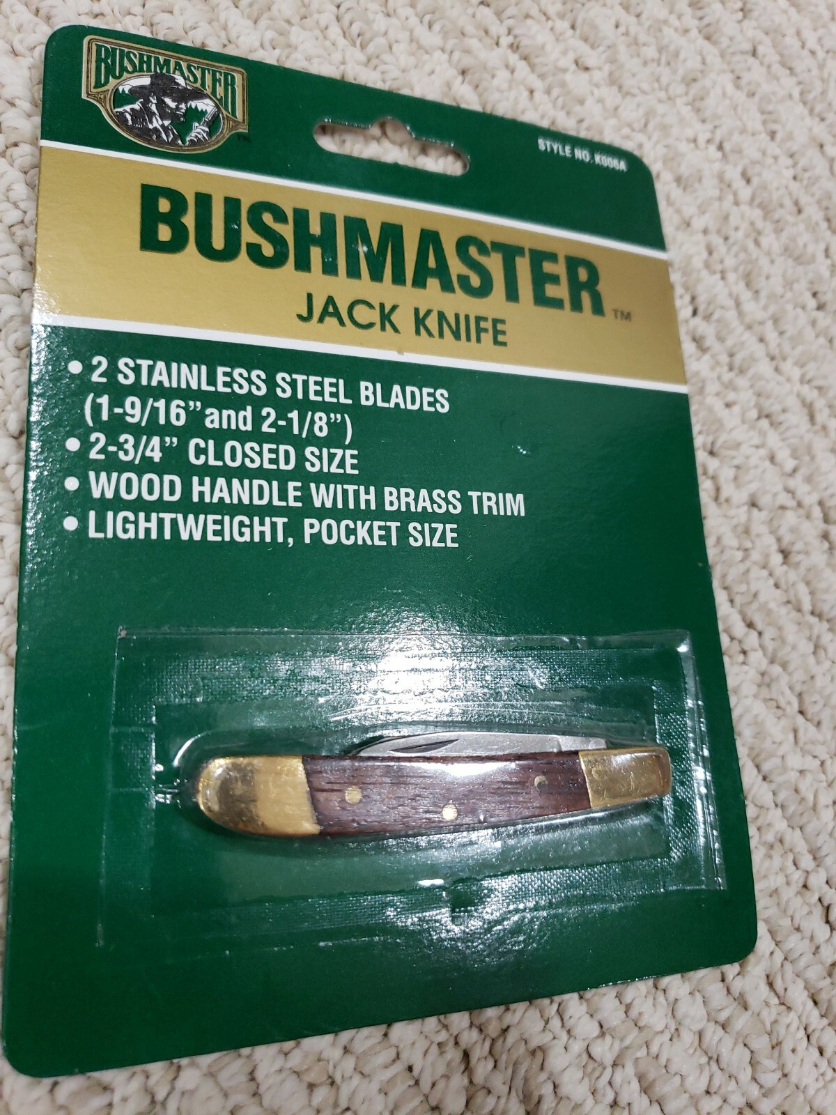 Bushmaster Stainless Steel Pocket Jack Knife-2 Blades: 2 1/8" & 1 9/16 ...