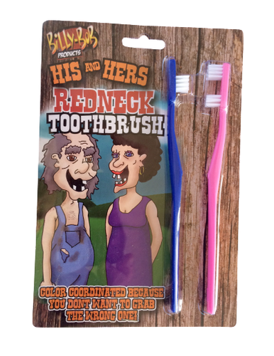 Funny HIS AND HERS REDNECK TOOTHBRUSH Billy Bob Gag Gift Joke Prank ...