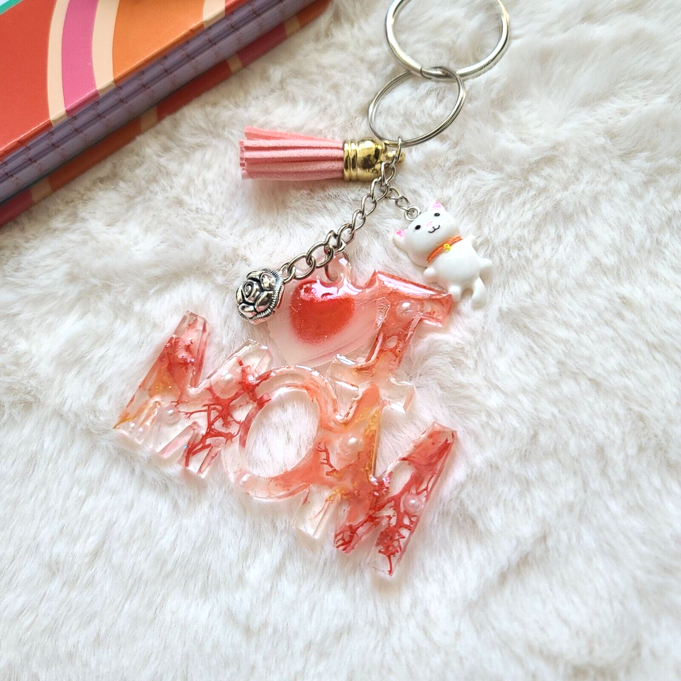 'I Love Mom' Heart Charm Keychain Gifts for MOM for Wallet, Bag ...