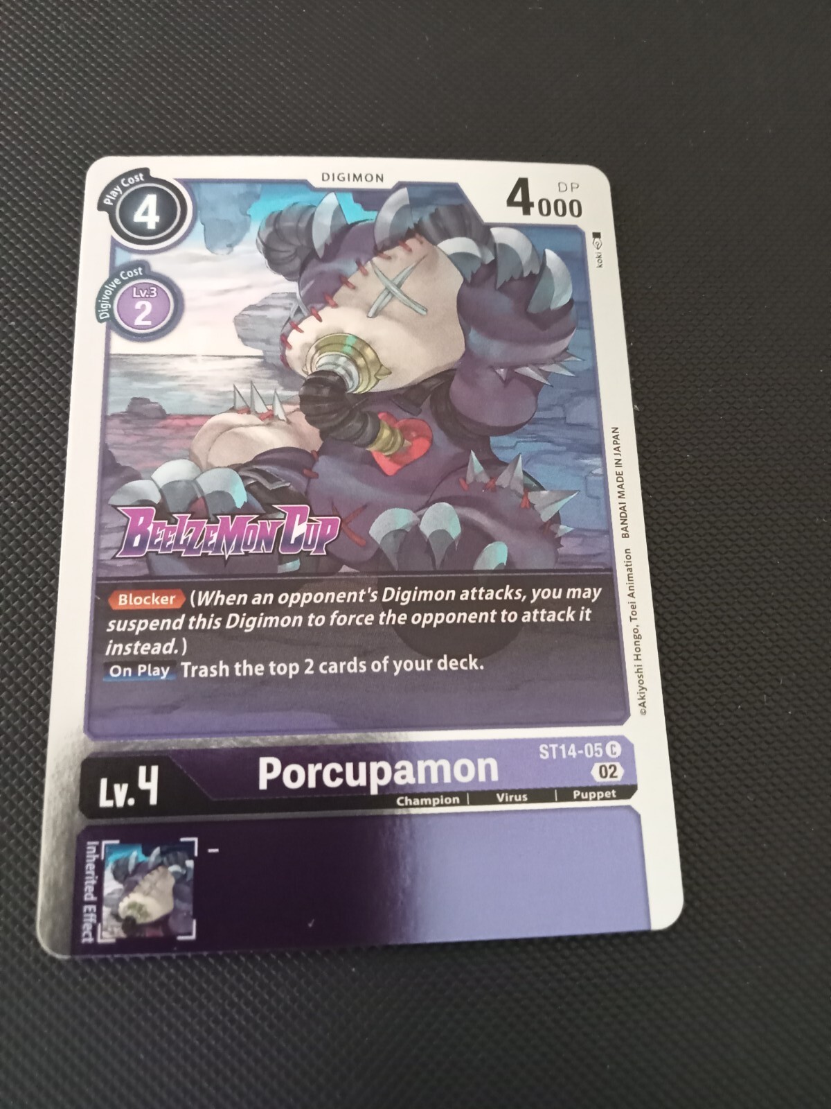 Digimon Beelzemon Cup Stamped Holo / Foil Promo Card ST14-05 Porcupamon ...