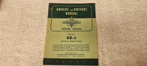 INTERNATIONAL HARVESTER KB 3 TRUCK OPERATORS MANUAL GREEN DIAMOND ...