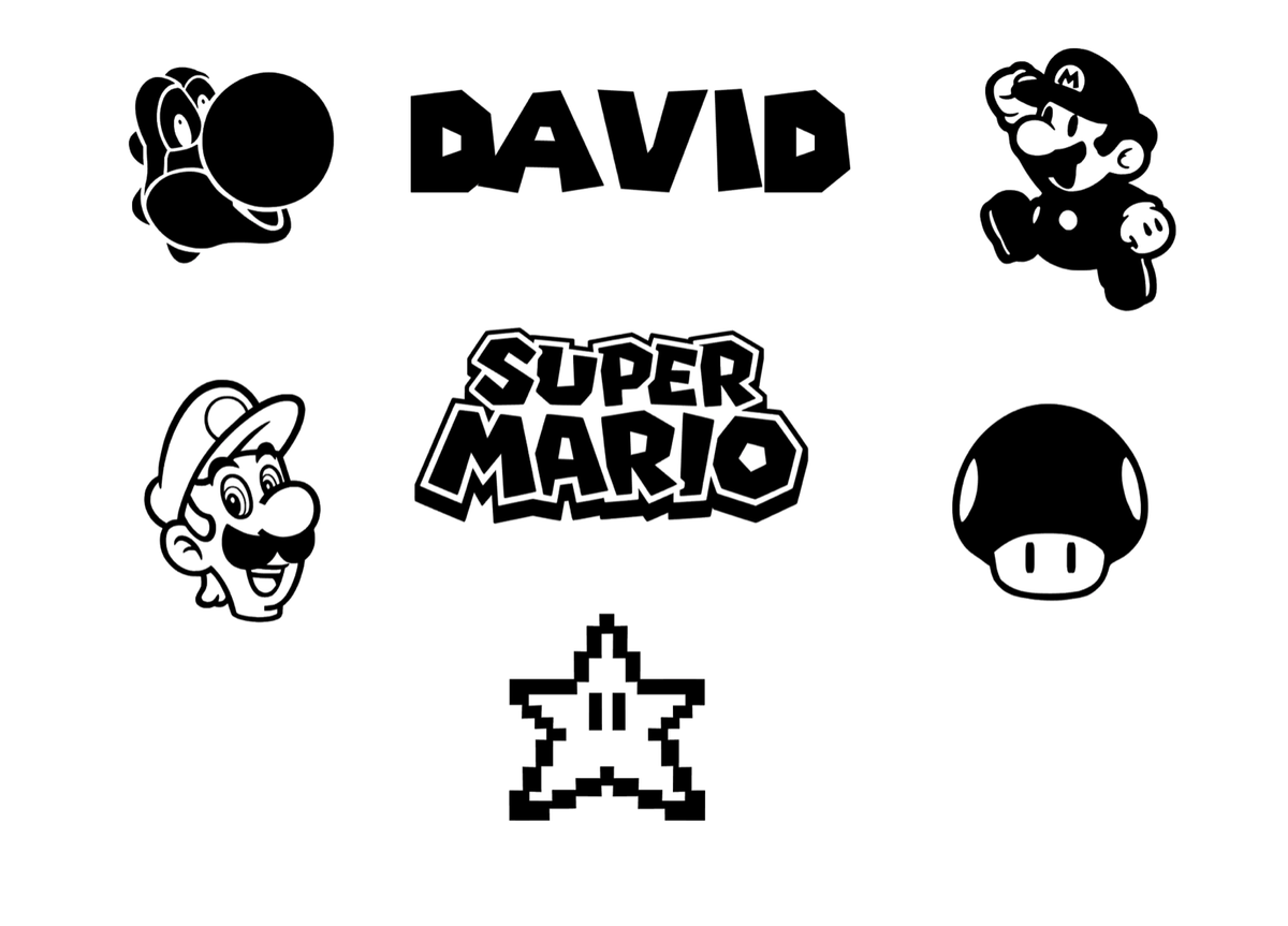 Vector De Mario Personalised SUPER MARIO Vinyl Decal Sticker Set For