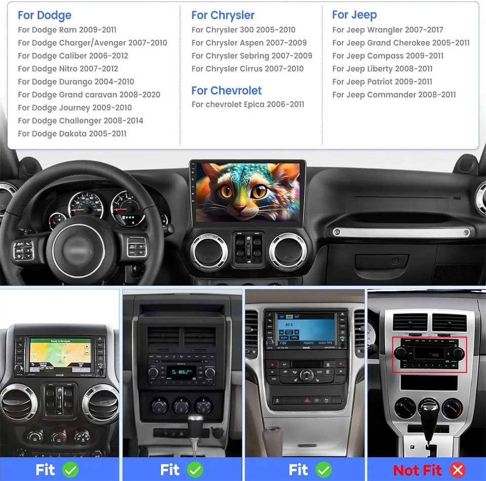 10" Car Radio For Dodge Challenger 2008-2014 Apple Carplay Android 13 ...