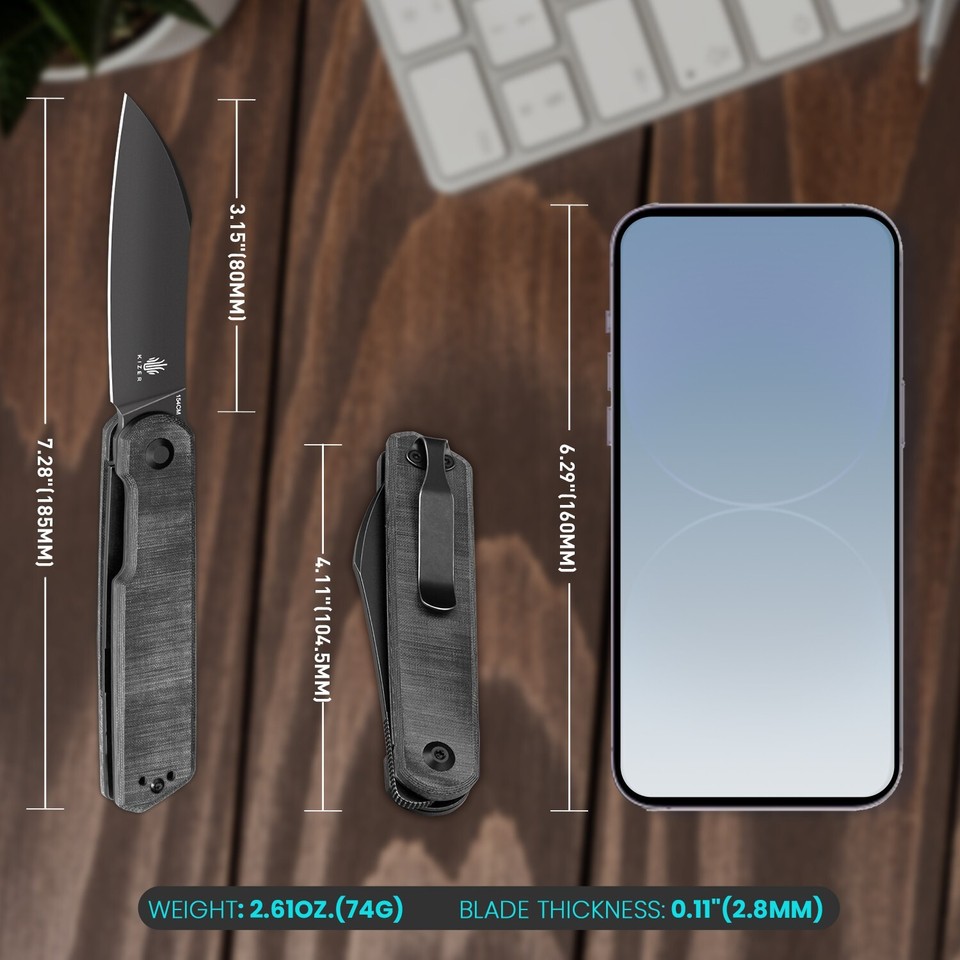 Kizer Klipper EDC Pocket Knife 154CM Steel Blade Micarta Handle V3580C2 | eBay