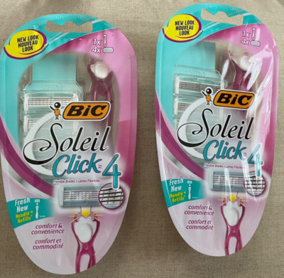 2x BIC Soleil Click4 Women's Razors, 1 Handle + 4 Cartridges Per ...