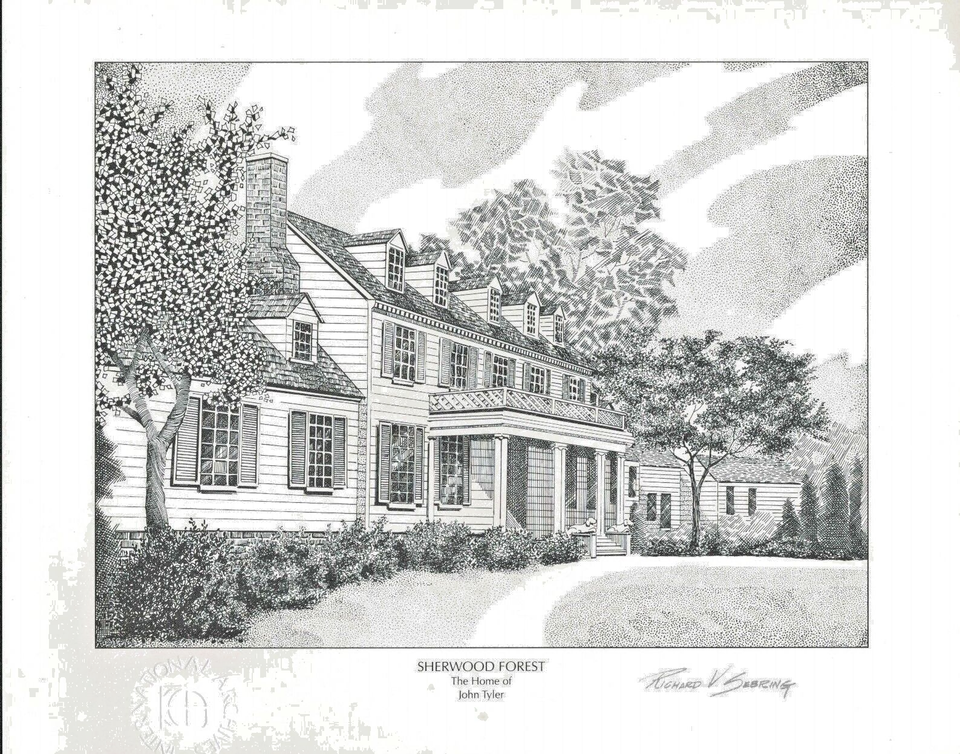 Lithograph Sherwood Forest John Tyler Home Richard V Sebring Signed ...