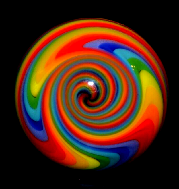 JAY SLACK GLASS MARBLE/1.443"-LOBED RAINBOW ARRAY-LILAC,LAVENDER,MINT ...