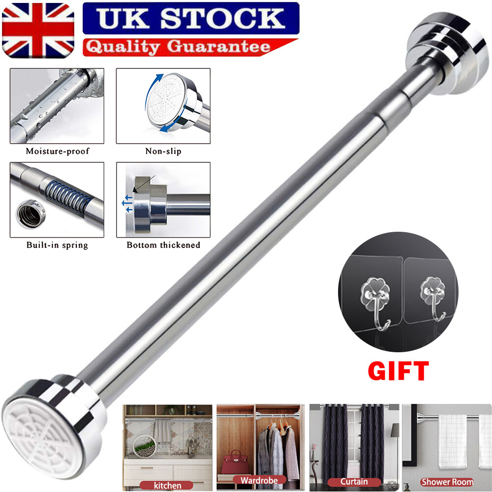 Heavy Duty Extendable Telescopic Shower Curtain Pole Rail Rod Bath Door ...