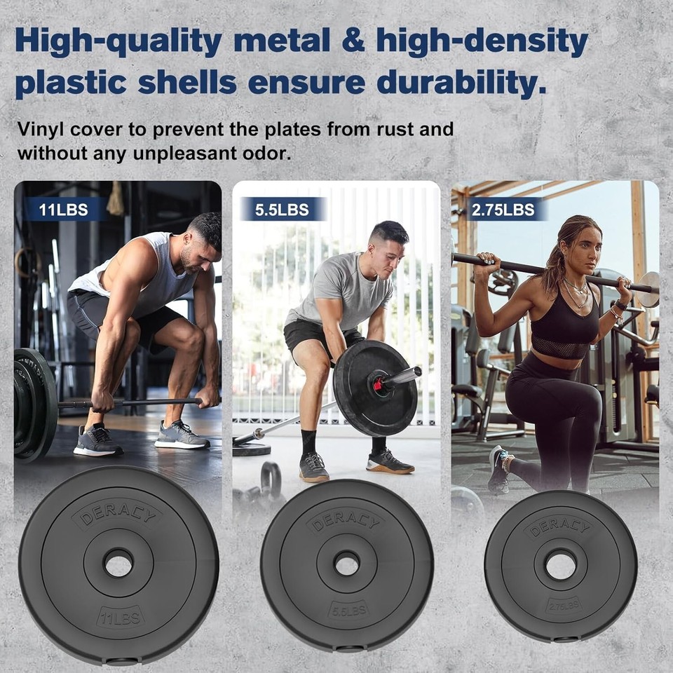 Olympic Barbell Weight Set Adjustable 57.5In Bar & Shoulder Pad 43Lbs 6 ...