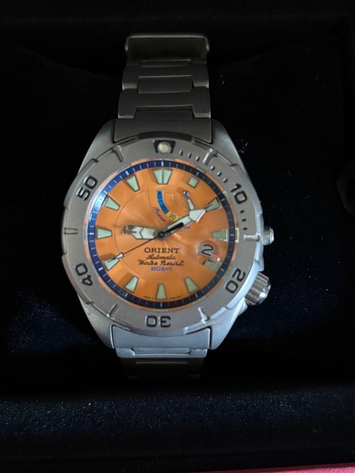 Orient M-Force Titanium Diver Watch Orange Dial Used From Japan | eBay