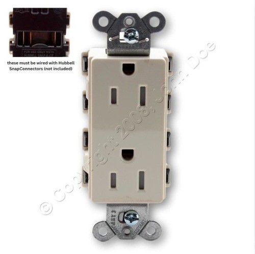 Hubbell SNAP2152LATRA Light Almond SnapConnect 15A Receptacle Tamper ...