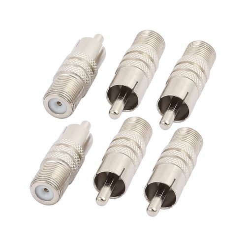 6 Pcs F-Type Female to RCA Male Straight RF Adapter Connector Coax Jack ...