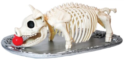 Roasted Pig Skeleton Platter Halloween fantastic Prop plastic silver ...